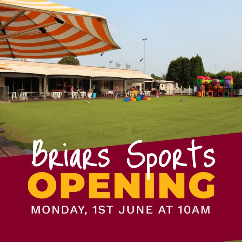 Briars Sports re-opens on Monday, 1st June at 10am. – Briars Sports Club